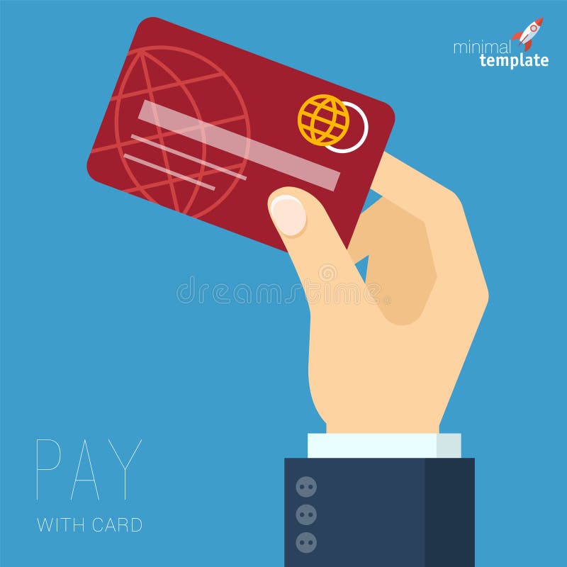 Hand with Credit Card and Cash for Your Design, Vector Illustration ...