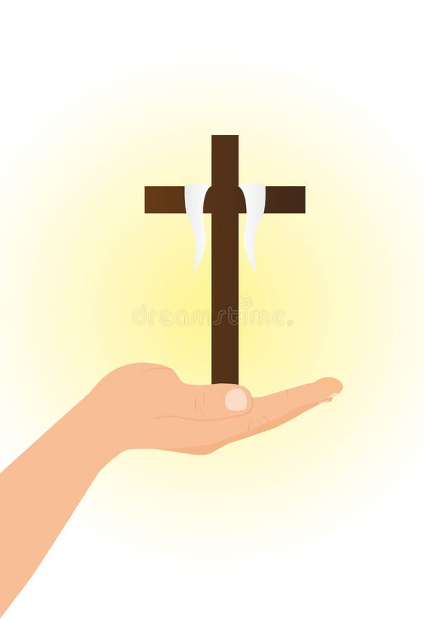 Cross and Praying-careing Hand Stock Vector - Illustration of christ ...
