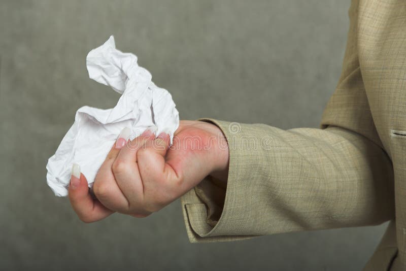 Hand with crumpled napkin stock photo. Image of paper - 2834680