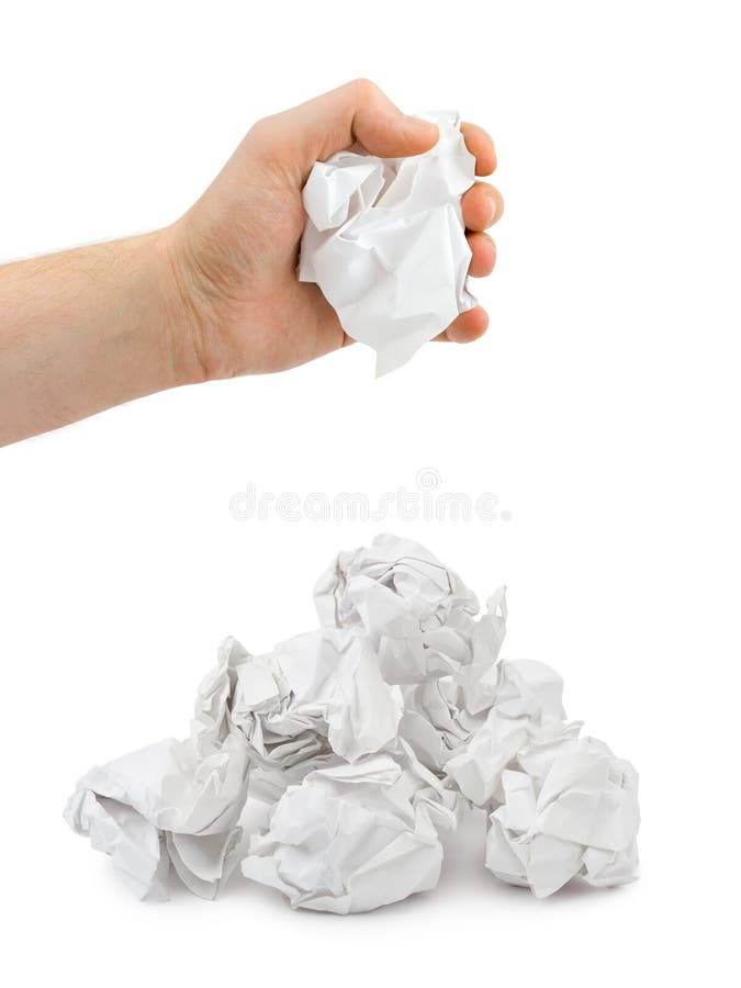 Hand and crumpled paper stock photo. Image of author - 47306338