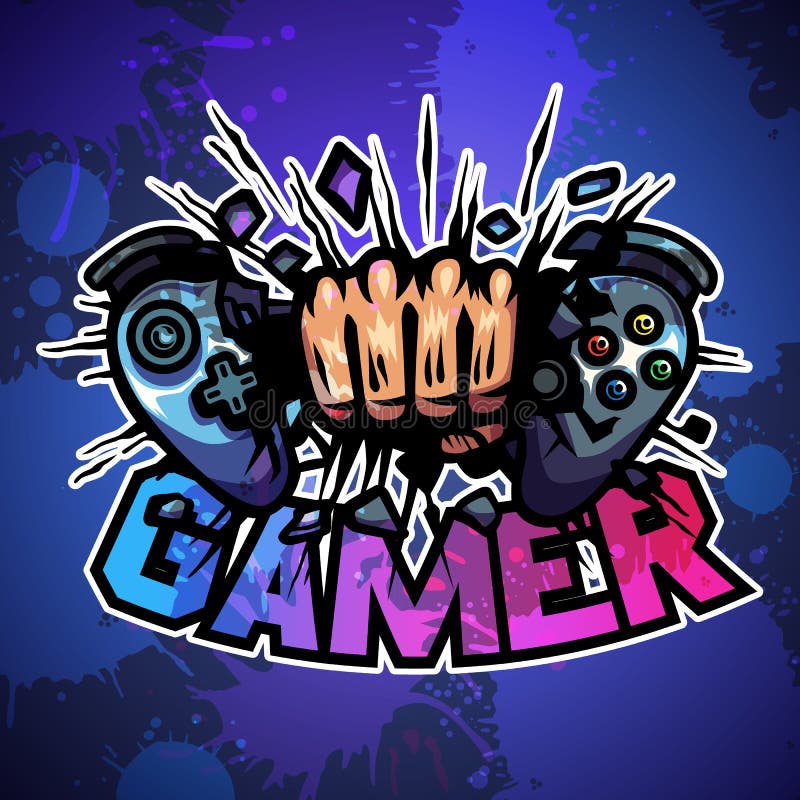 Hand Crush on Broken Game Joy Pad, Mascot Logo, Vector Illustration ...