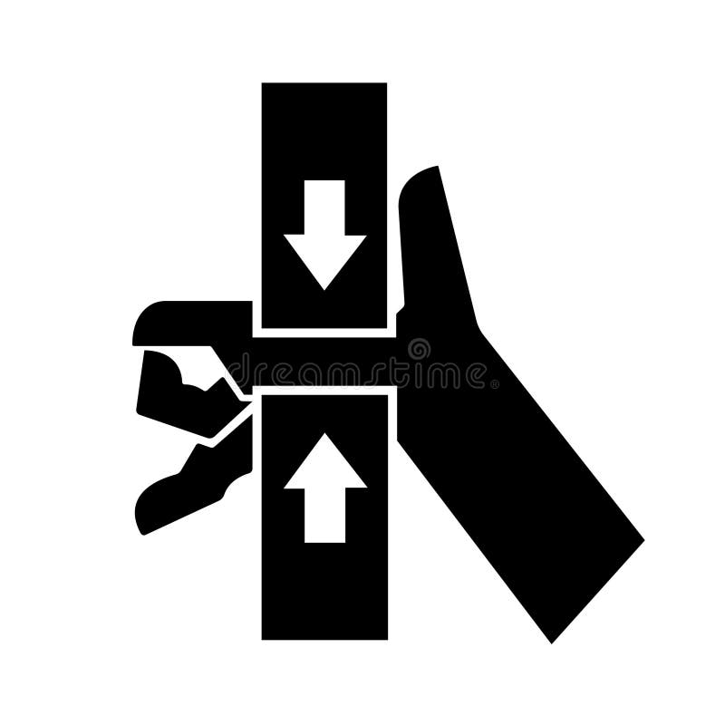 Hand Crush Force from Top and Bottom Black Icon ,Vector Illustration ...