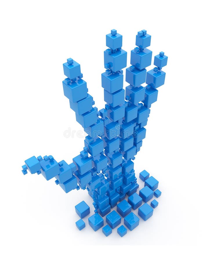 Hand from Cubes. 3d Illustration Isolated Stock Illustration ...
