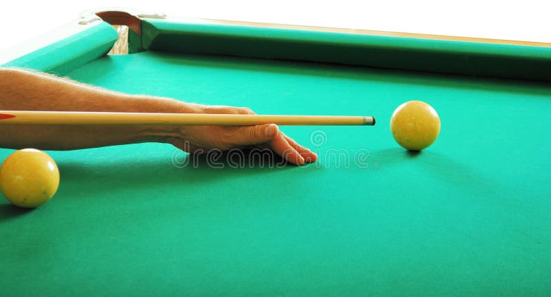Hand with a Cue and Billiards Balls Stock Photo - Image of luck ...
