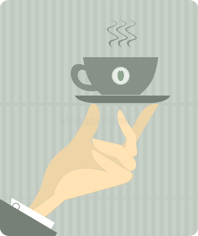Hand with a cup of coffee stock vector. Illustration of advertising ...
