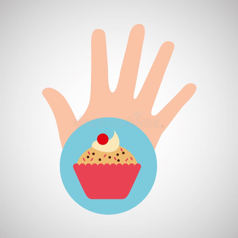 Hand and Cupcake Sweet Pastry Stock Vector - Illustration of hand, food ...