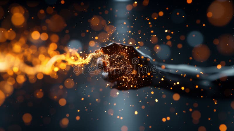 Hand Cupped Around Swirling Mass of Glowing Particles Representing ...