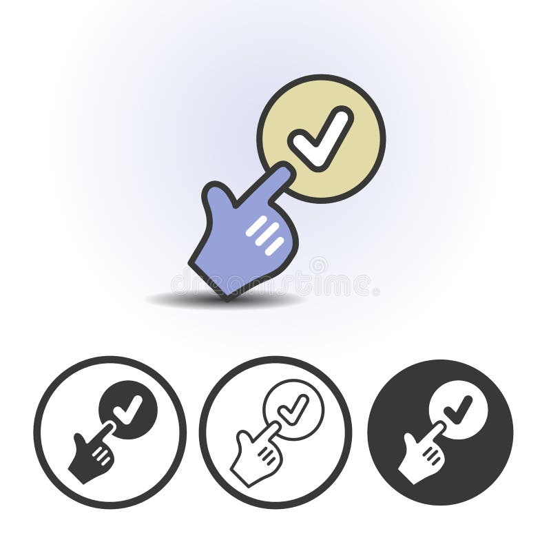 Hand Cursor and Checkmark Icon Stock Vector - Illustration of ...