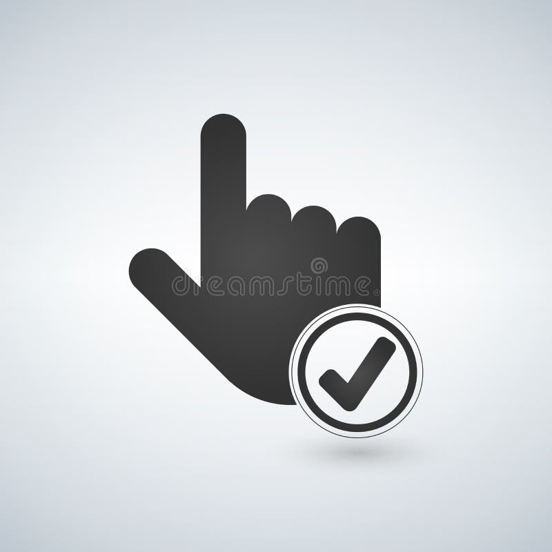 Hand Cursor and Checkmark Icon. Vector Illustration. Stock Illustration ...