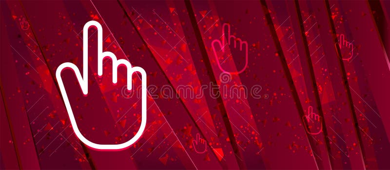 Hand Cursor Click Icon Abstract Design Bright Red Banner Background ...