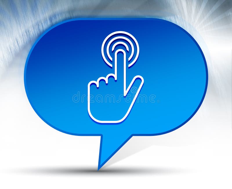 Hand Cursor Click Icon Blue Bubble Background Stock Illustration ...