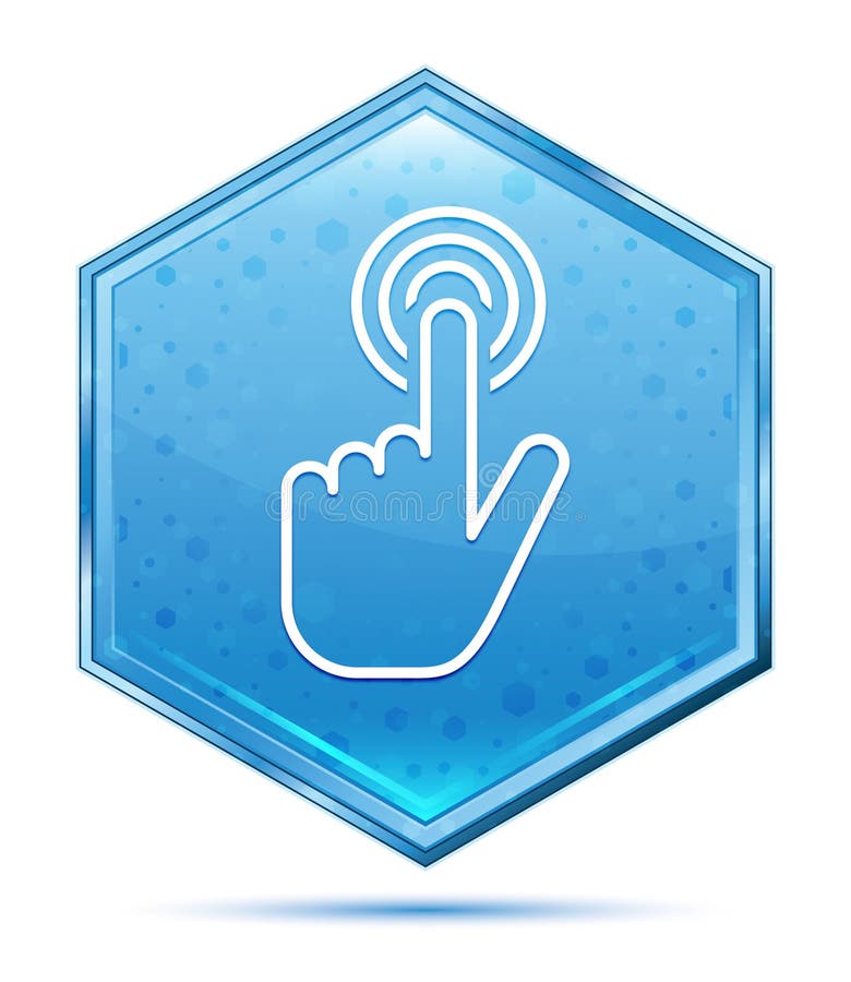 Hand Cursor Click Icon Crystal Blue Hexagon Button Stock Illustration ...