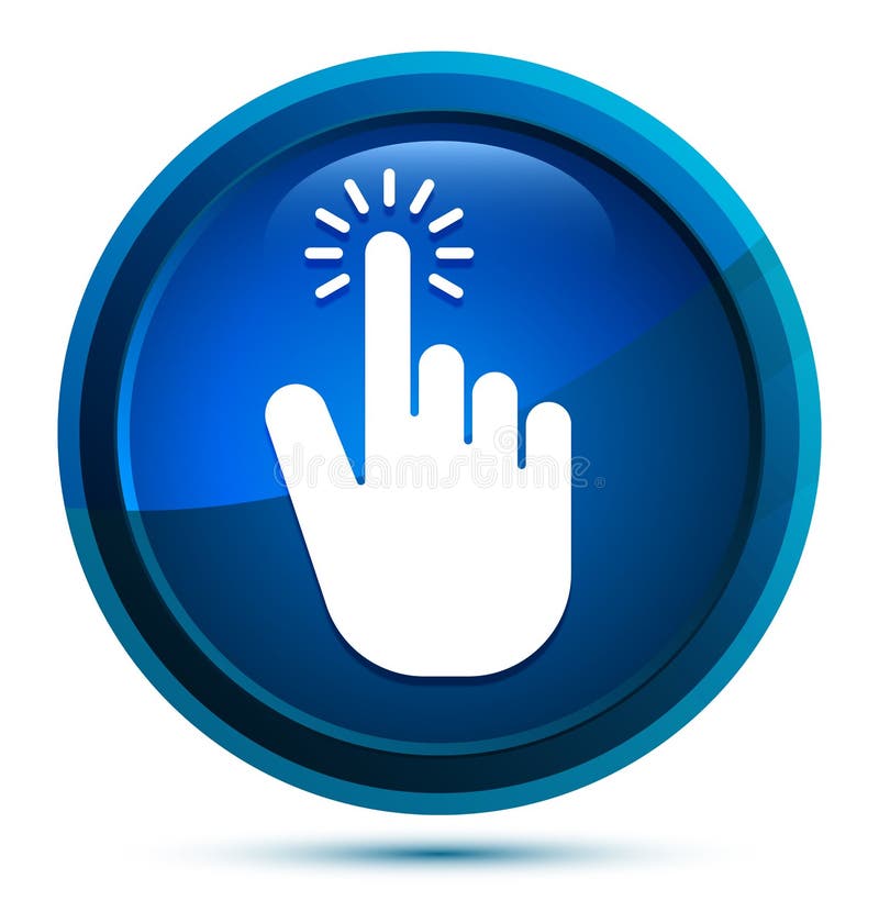 Hand Cursor Click Icon Elegant Blue Round Button Illustration Stock ...