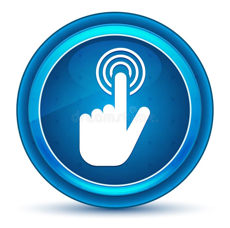 Hand Cursor Click Icon Eyeball Blue Round Button Stock Illustration ...