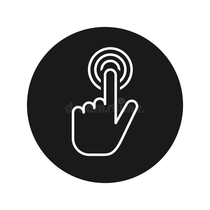 Hand Cursor Click Icon Flat Black Round Button Vector Illustration ... Hand Cursor Click Icon Flat Black Round Button Vector Illustration ...