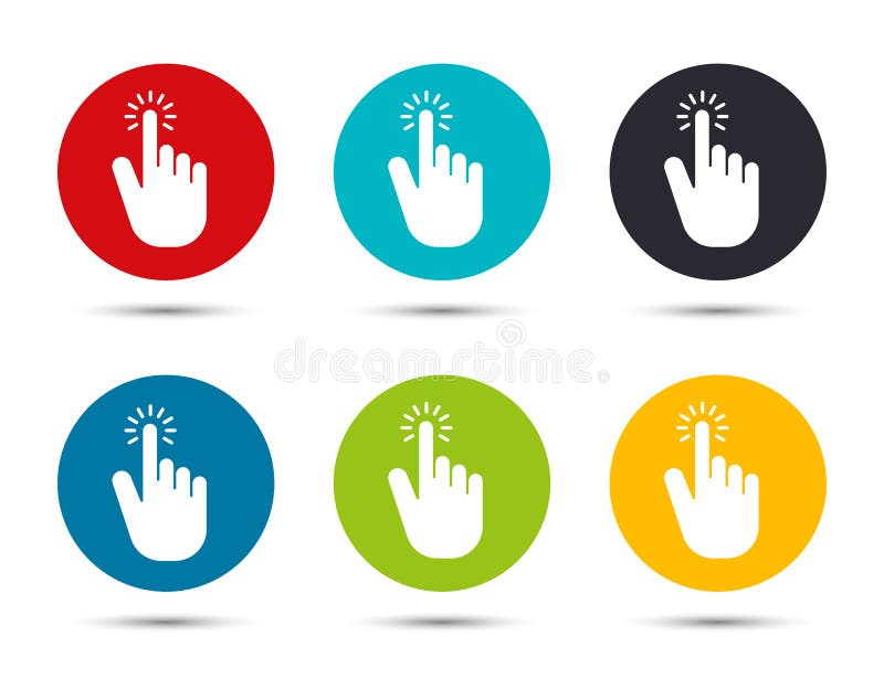 Hand Cursor Click Icon Abstract Design Bright Red Banner Background ...