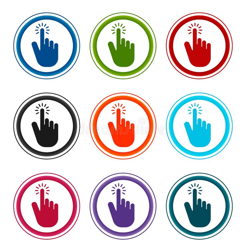 Hand Cursor Click Icon Glassy Green Round Button Illustration Stock ...