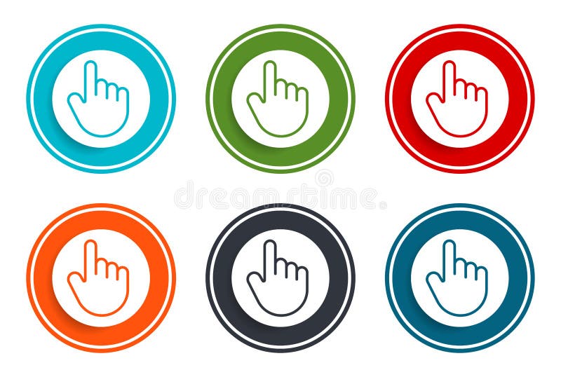 Hand Cursor Click Icon Prime Blue Round Button Vector Illustration ...
