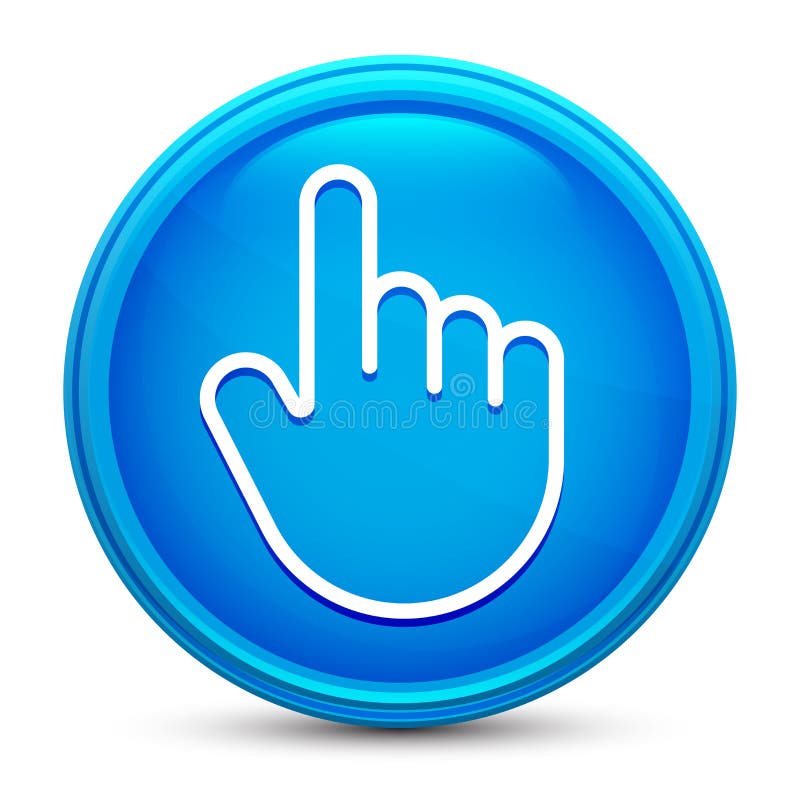 Hand Cursor Click Icon Glass Shiny Blue Round Button Isolated Design ...
