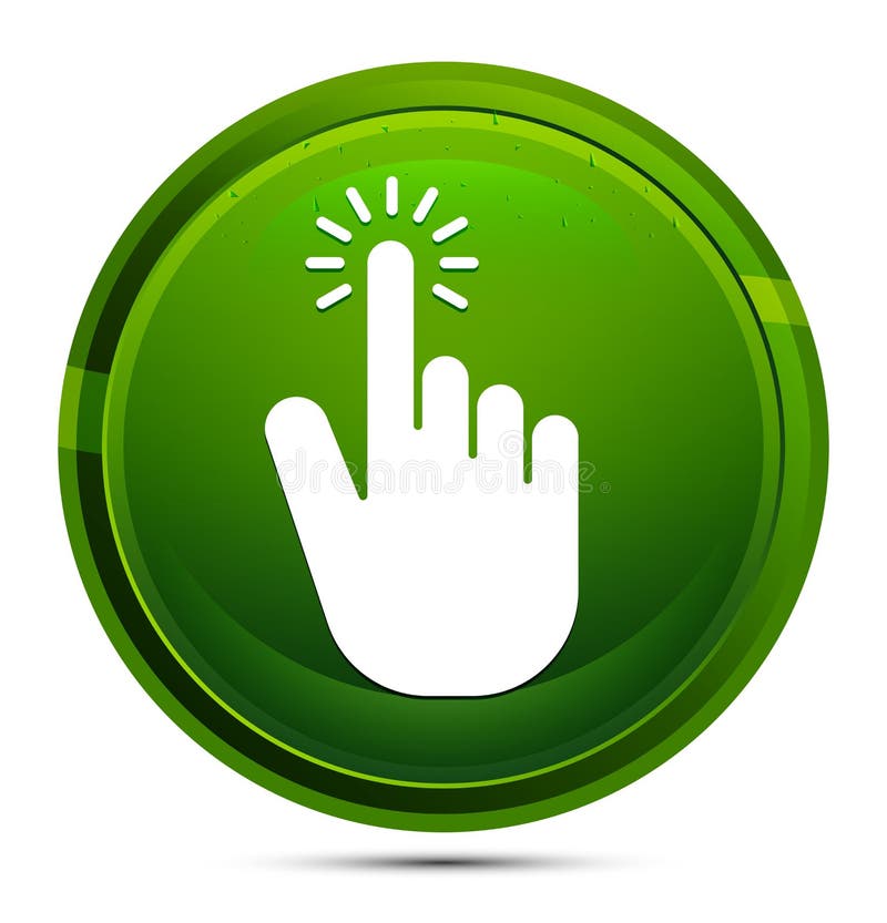 Hand Cursor Click Icon Glassy Green Round Button Illustration Stock ...