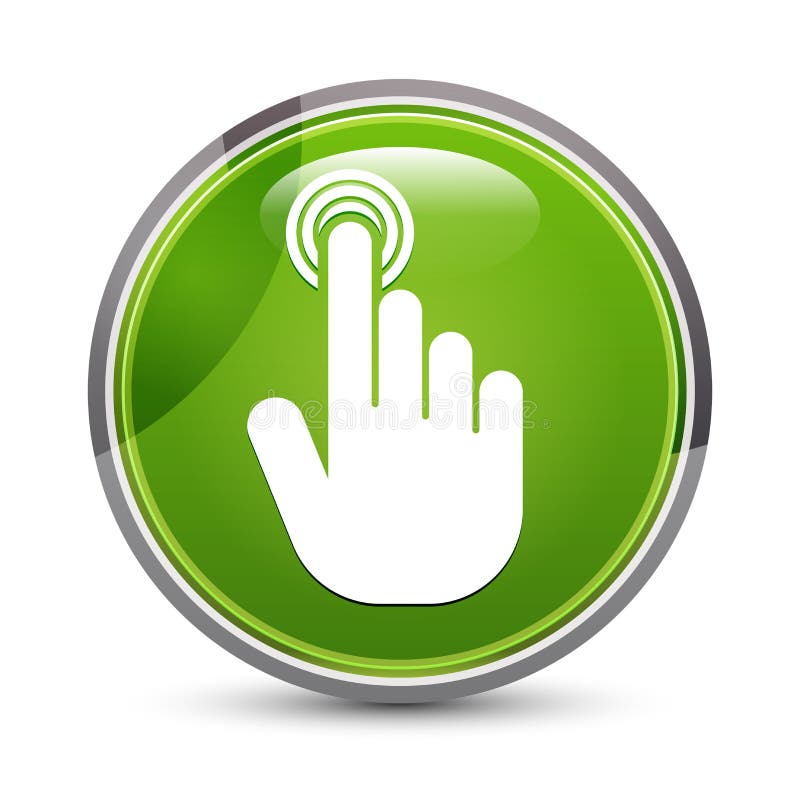 Hand Cursor Click Icon Elegant Green Round Button Vector Illustration ...