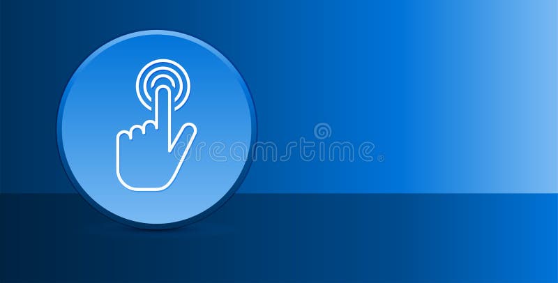 Hand Cursor Click Icon Glassy Modern Blue Button Abstract Background ...