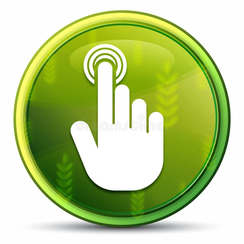 Hand Cursor Click Icon Spring Bright Natural Green Round Button ...