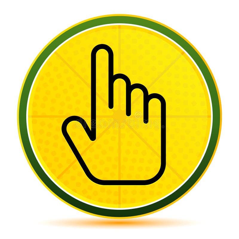 Hand Cursor Click Icon Lemon Lime Yellow Round Button Illustration ...