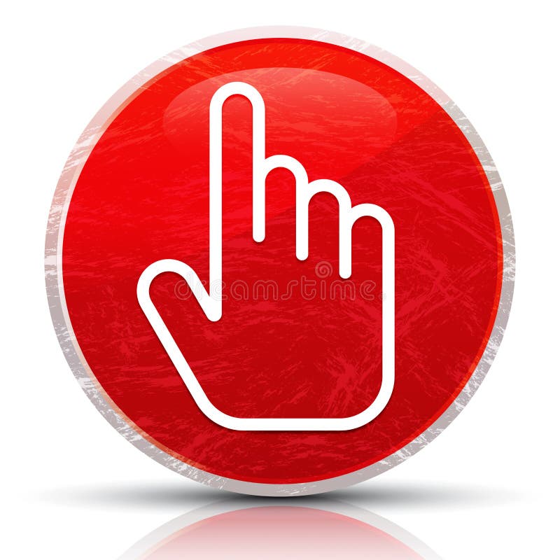 Hand Cursor Click Icon Metallic Grunge Abstract Red Round Button ...