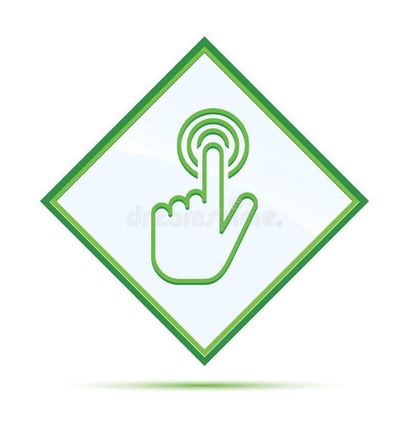 Hand Cursor Click Icon Modern Abstract Green Diamond Button Stock ...