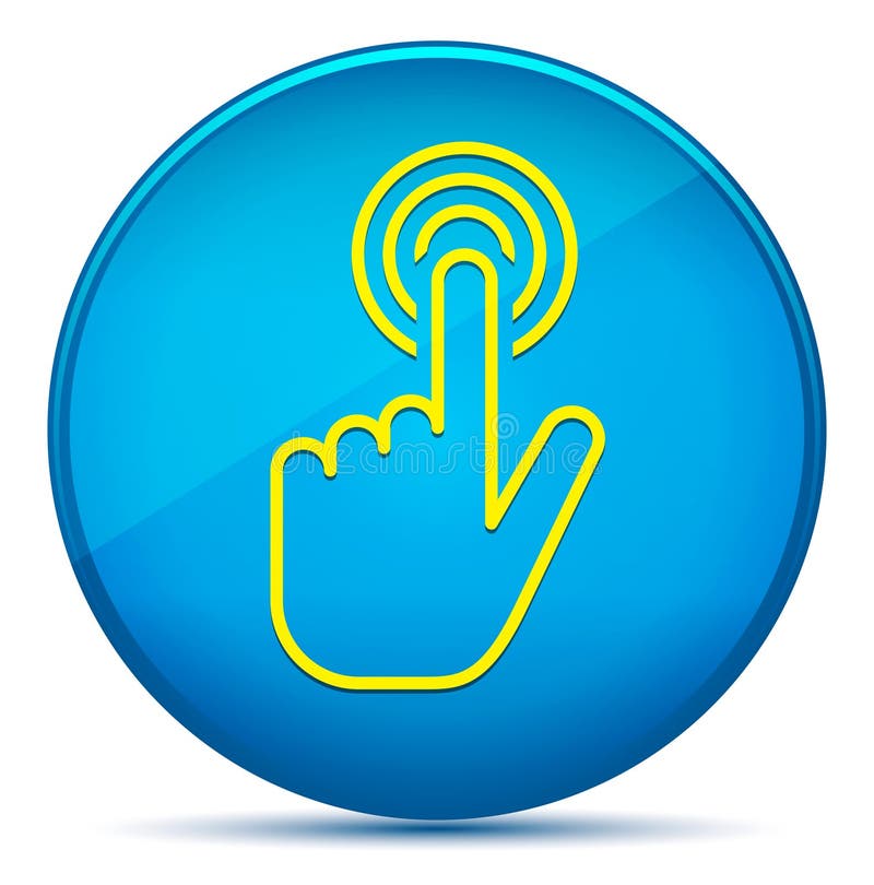 Hand Cursor Click Icon Modern Flat Cyan Blue Round Button Stock ...