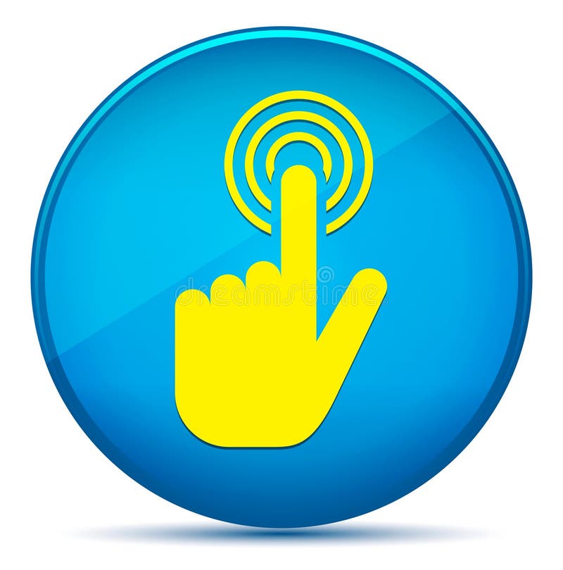 Hand Cursor Click Icon Modern Flat Cyan Blue Round Button Stock ...