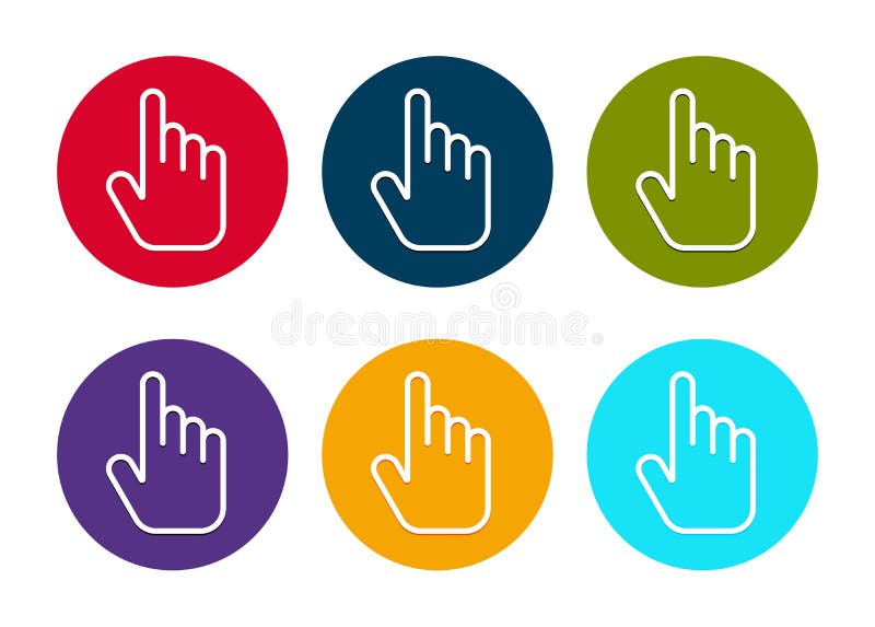 Hand Cursor Click Icon Elegant Green Round Button Vector Illustration ...