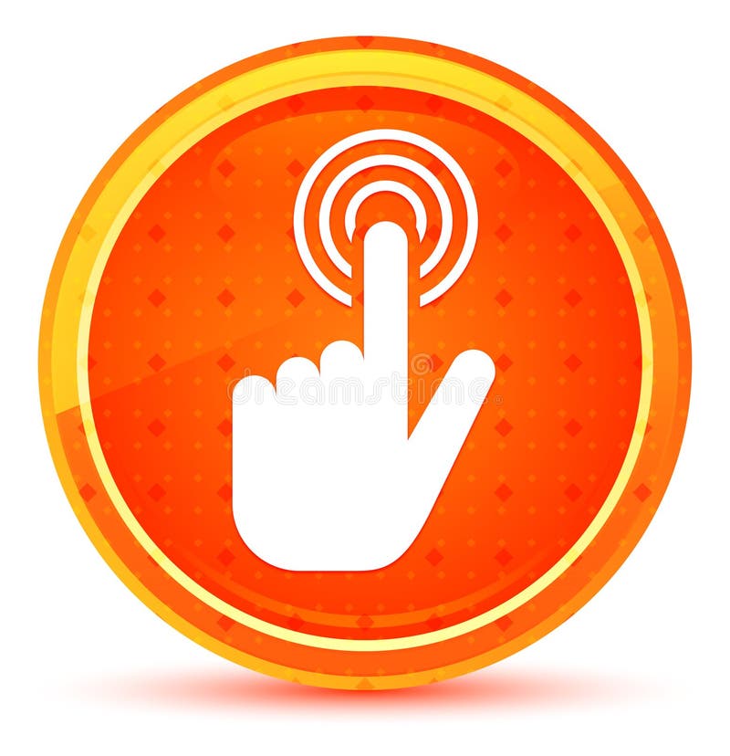 Hand Cursor Click Icon Natural Orange Round Button Stock Illustration ...