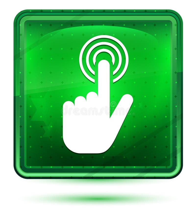 Hand Cursor Click Icon Natural Aqua Cyan Blue Round Button Stock ...