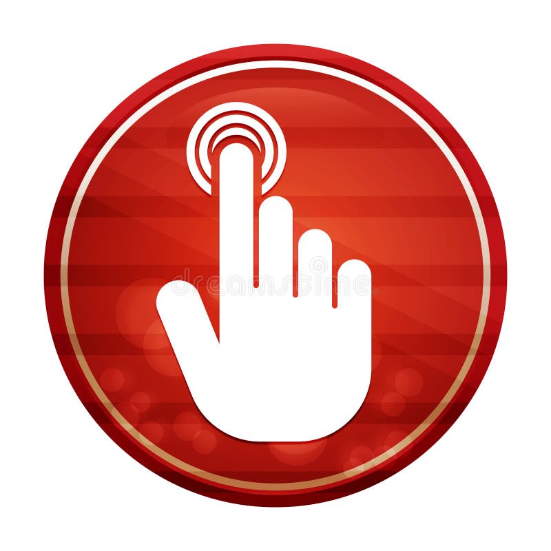 Hand Cursor Click Icon Realistic Diagonal Motion Red Round Button ...