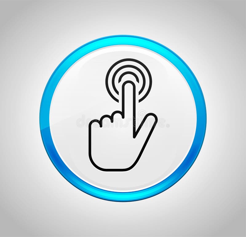 Hand Cursor Click Icon Round Blue Push Button Stock Illustration ...