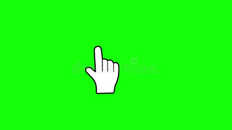 Hand Cursor Touch with Explosion. Click Icon Animation Green Screen ...