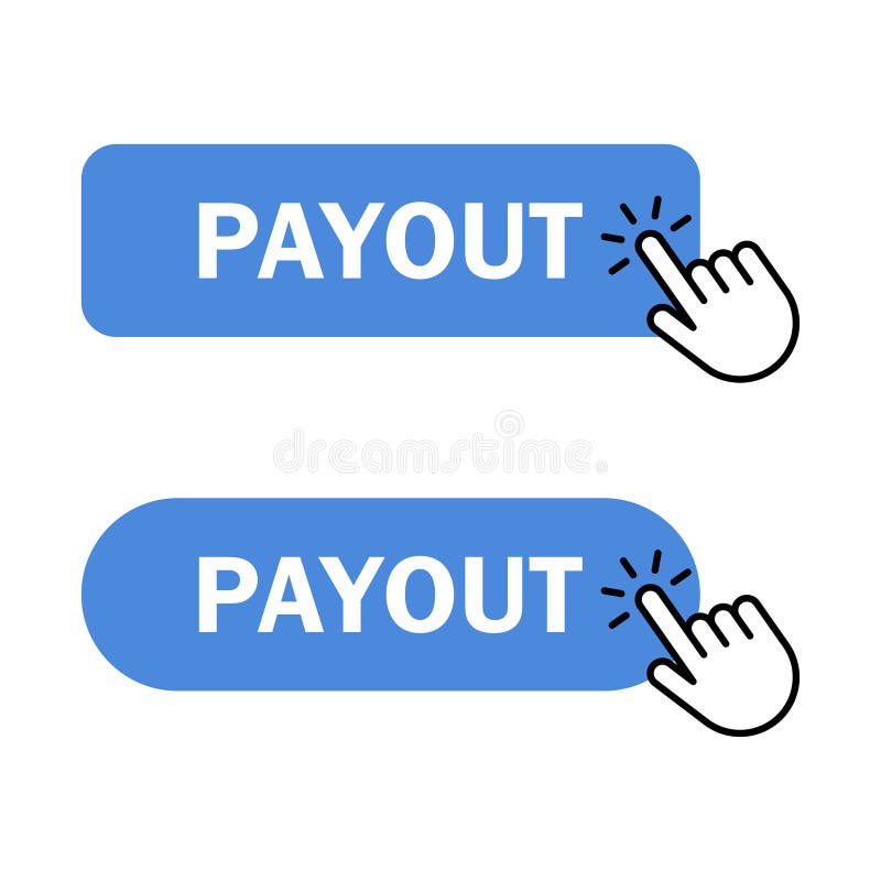 Payout Button Flat Icon. Hand and Pay Button Blue Icons in Trendy Flat ...