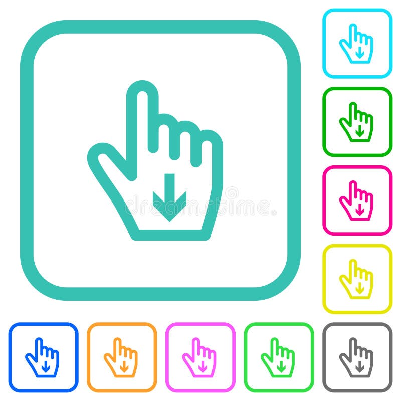 Hand Cursor Up Solid Flat Color Icons with Quadrant Frames Stock ...