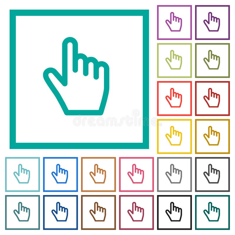 Hand Cursor Flat Color Icons with Quadrant Frames Stock Vector ...