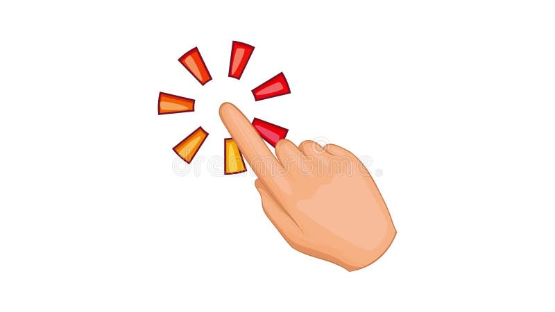 Hand Cursor Touch with Explosion. Click Icon Animation Green Screen ...