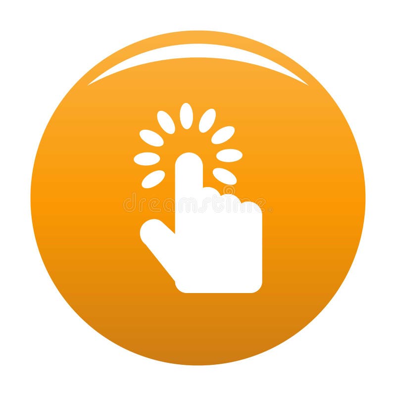 Hand Cursor Icon Vector Orange Stock Vector - Illustration of button ...