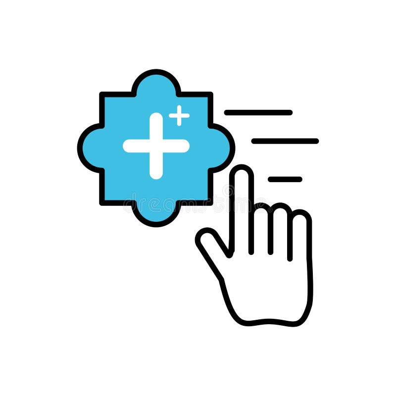 Hand Cursor Index With Add Pluss Symbol Stock Illustration Illustration Of Button Mouse