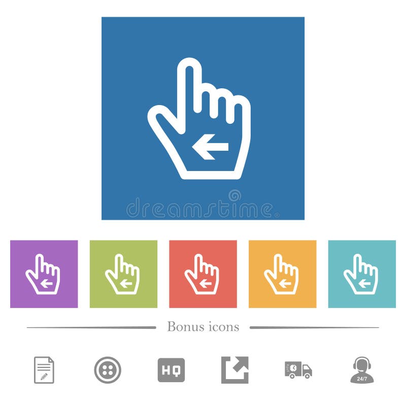 Hand Cursor Left Outline Flat White Icons in Square Backgrounds Stock ...