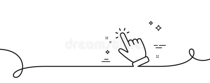 Hand Cursor Line Icon Click Action Sign Continuous Line With Curl Vector Stock Illustration