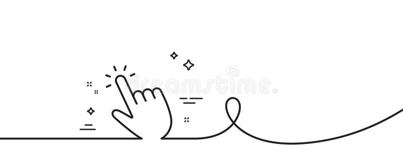 Hand Cursor Line Icon Click Action Sign Continuous Line With Curl Vector Stock Vector