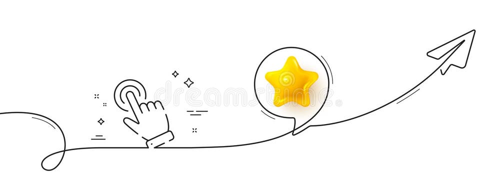 Hand Cursor Line Icon. Click Action Sign. Continuous Line with Plane. Vector Stock Illustration ...