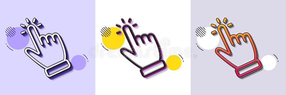 Hand Cursor Line Icon. Click Action Sign. Halftone Dotted Pattern ...