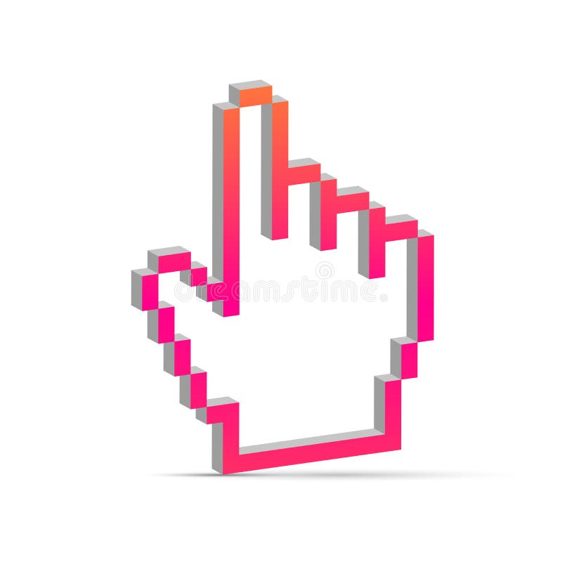 Hand Cursor Pixel 3D. Vector Illustration Isolated on White Stock ...